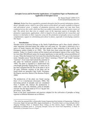 Jatropha Curcas And Its Potential Applications Pdf
