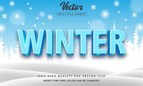 Efecto De Texto Editable De Invierno Estilo 3d Vector Premium