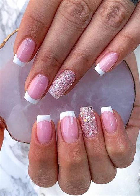 Pink Nails With White Edges At Carolyn Pless Blog