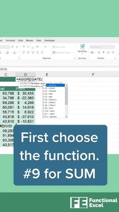 How To Fix Sum Errors In Excel Use Aggregate Exceltips Youtube