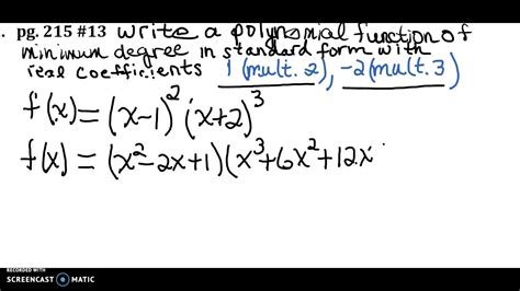 Polynomial With Multiplicity YouTube