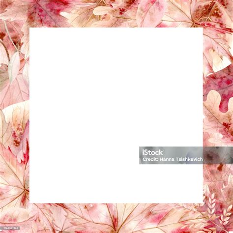 프레임 사각형 단풍나무와 자작나무 아카시아 린든 참나무의 단풍 통하고 있는 하얀 배경 밝은 색상의 수채화 그림입니다 그림은 손으로 그려집니다 카드 초대장 및 직물에 적합 0