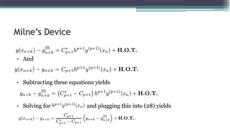 Milnes Predictor Corrector Method Pptx