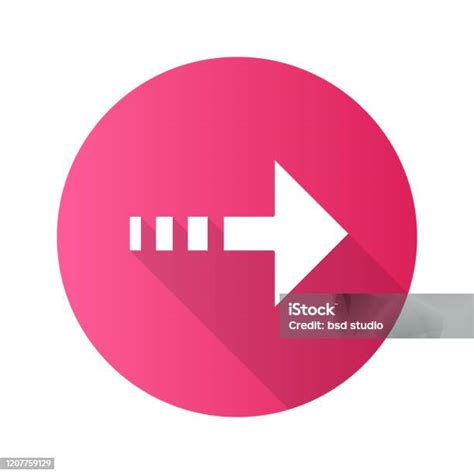 점선 플랫 디자인 긴 그림자 문말 아이콘 화살표입니다 오른쪽 방향입니다 오른쪽을 가리키는 화살촉 탐색 포인터입니다 방향 이동 기호를 나타냅니다 벡터 실루엣 일러스트레이션 0