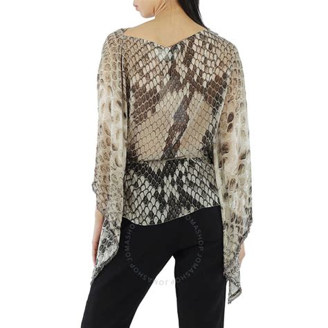 Roberto Cavalli Ladies Taupe Macro Python Print Silk Kaftan Brand Size