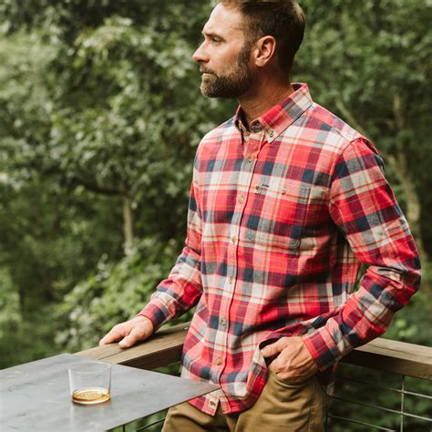 Mens Red Plaid Workshirt Flannel By Buffalo Jackson Trading Co
