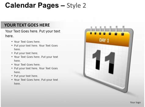 Calendar Pages Style Powerpoint Presentation Slides Presentation PowerPoint Diagrams PPT