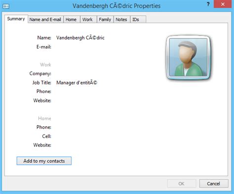 Accented Characters Of A Vcard Not Displaying In Windows