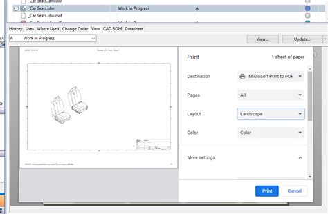 what are the printing options in vault