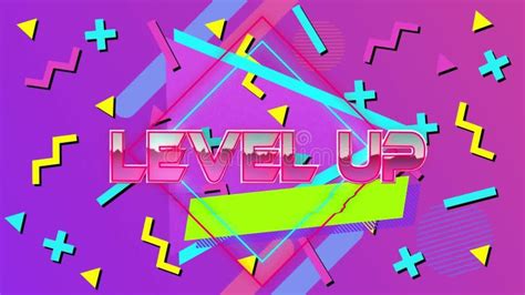Animation Of Level Up Text Over Shapes Stock Video Video Of Text Globalnetwork 254979243