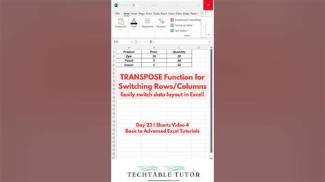 Switch Rows And Columns In Seconds With Excels Transpose Function Day