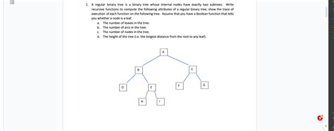 Solved A Regular Binary Tree Is A Binary Tree Whose Internal