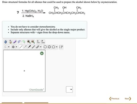 solved draw structural formulas for all alkenes that could be used to