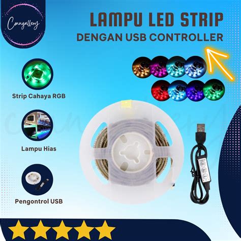 Jual Lampu Strip LED RGB Dekorasi Mood Light RGB Dengan USB Controller Shopee Indonesia