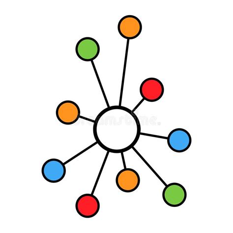 Hub Flat Network Icon Connect Structure Vector Symbol Isolated On White Background Technology