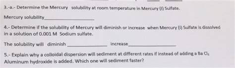 Solved 3 A Determine The Mercury Solubility At Room