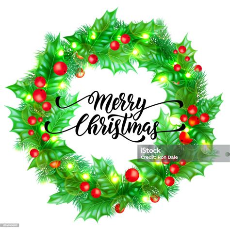 메리 크리스마스 휴일 손으로 그려 견적 서 인사말 카드 배경 템플릿 크리스마스 불빛 화 환 화이트 프리미엄 디자인에 트리 홀리 화 환 장식 벡터 0명에 대한 스톡 벡터 아트