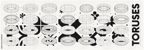 Vector Graphic Assets Of Unusual Torus Wireframe With Geometrical