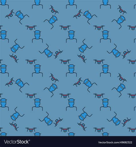 Fpv Quadcopter And Man Drone Colored Seamless Vector Image