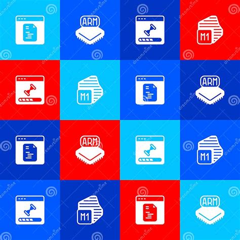 Set Software Processor Loading Data Window And Icon Vector Stock