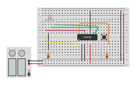 Circuit Design Blink Led Using 74hc93 Ic Tinkercad