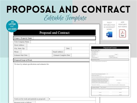 Contract Template Printable Proposal And Contract Form Business Form Template Contract