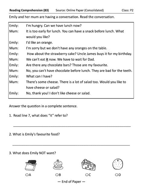 P2 Reading Comprehension All Pdf