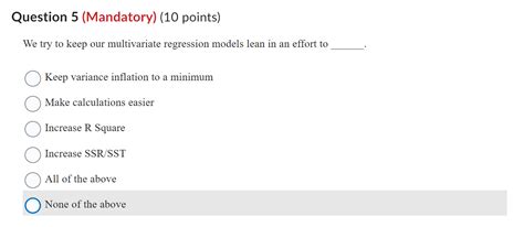 Solved We Try To Keep Our Multivariate Regression Models
