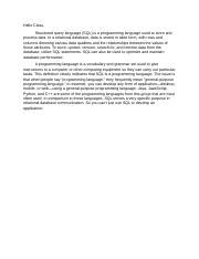 ENTD261 Week 6 Docx Hello Class Structured Query Language SQL Is A Programming Language Used