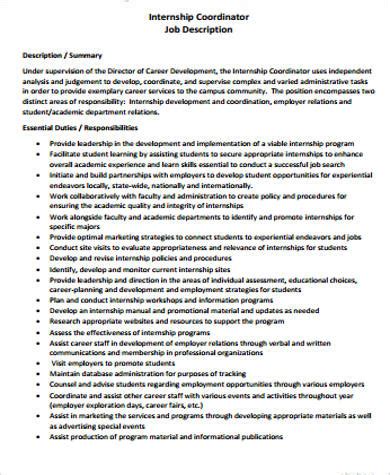 Free 11 Intern Job Description Samples In Ms Word Pdf