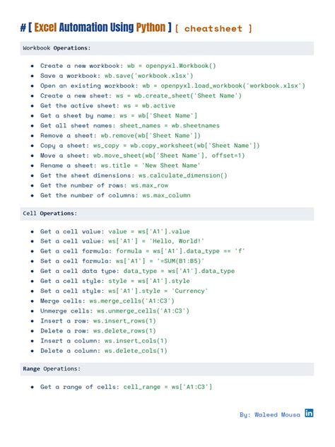 Excel Automation Using Python Cheatsheet 1731972946 Pdf Microsoft