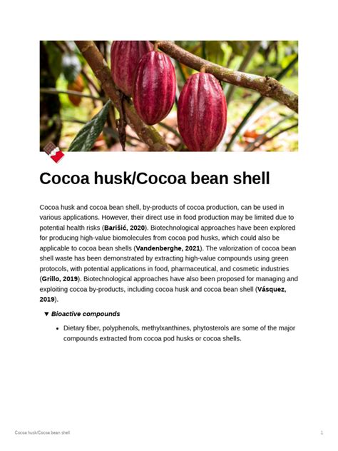 Cocoa Husk Cocoa Bean Shell Pdf Polyphenol Cocoa Bean