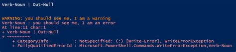 Output Show Only Errors And Warnings In Powershell Stack Overflow