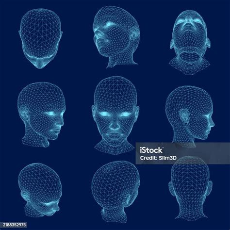 3d 여성 다각형 와이어 프레임 헤드 세트입니다 벡터 일러스트 레이 션 3차원 형태에 대한 스톡 벡터 아트 및 기타 이미지 3차원 형태 가상현실 개념 Istock