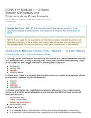 CCNA V Modules Basic Network Connectivity And Communications Exam Answers Pdf CCNA