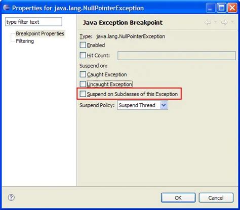 Eclipse Java Development Galileo Exception Breakpoint Suspend On