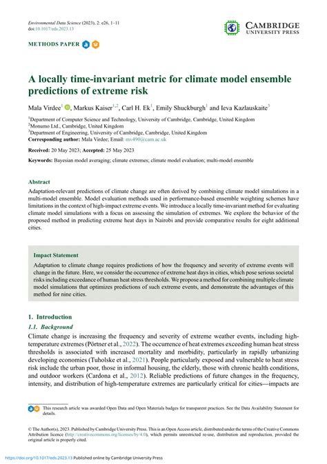 Pdf A Locally Time Invariant Metric For Climate Model Ensemble