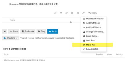 Discourse 主题中的 Make Wiki 什么意思 Discourse Isharkfly