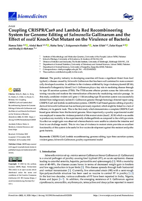 Pdf Coupling Crisprcas9 And Lambda Red Recombineering System For
