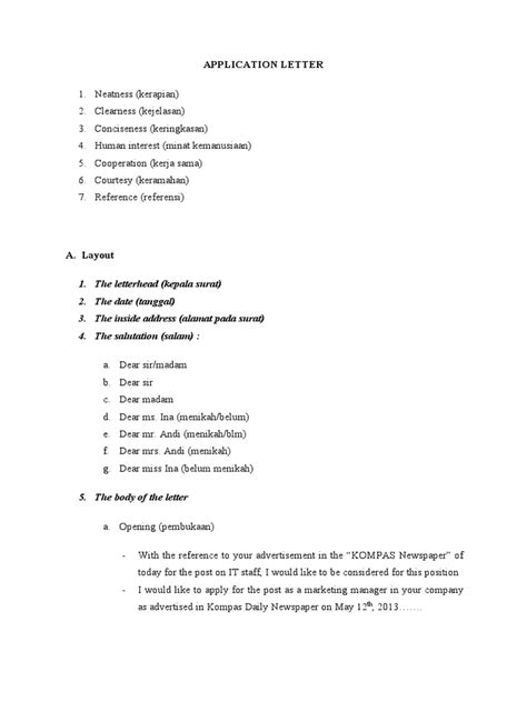 Application Letter Pdf Communication