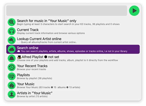 Alfred Gallery Workflows Spotify Mini Player