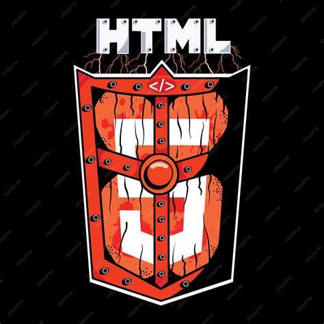 Premium Vector Vector Illustration Of Orange Shield With Five Html Sign On Screen Website