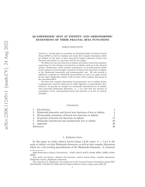 Pdf Quasiperiodic Sets At Infinity And Meromorphic Extensions Of