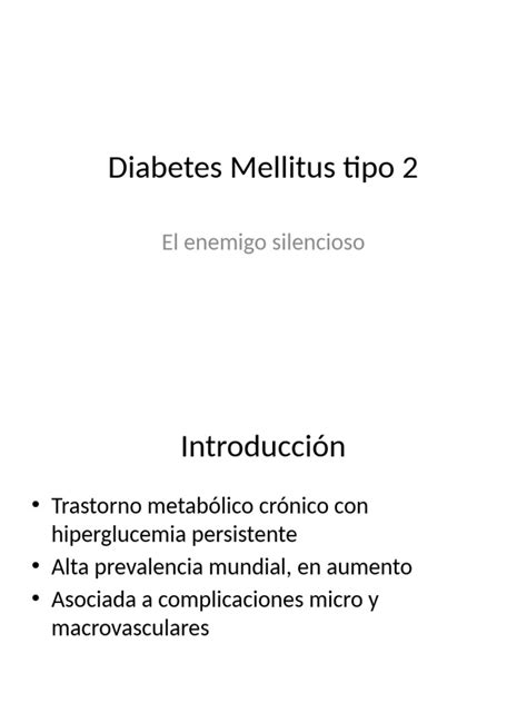 Diabetes Mellitus Tipo 2 Presentacion Pdf