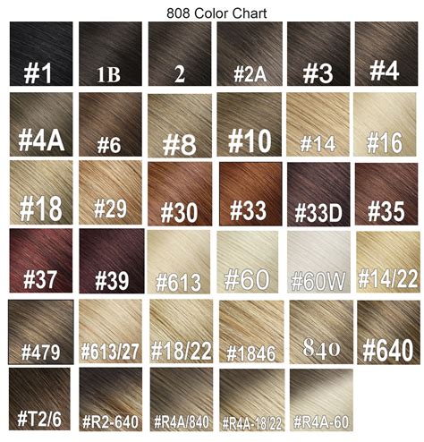 Hair Extension Color Chart Hair Color Comparison Chart