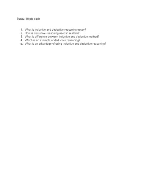 Essay For Inductive And Deductive Reasoning Pdf