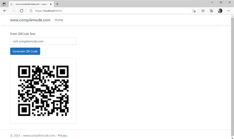generating qr code using asp core mvc