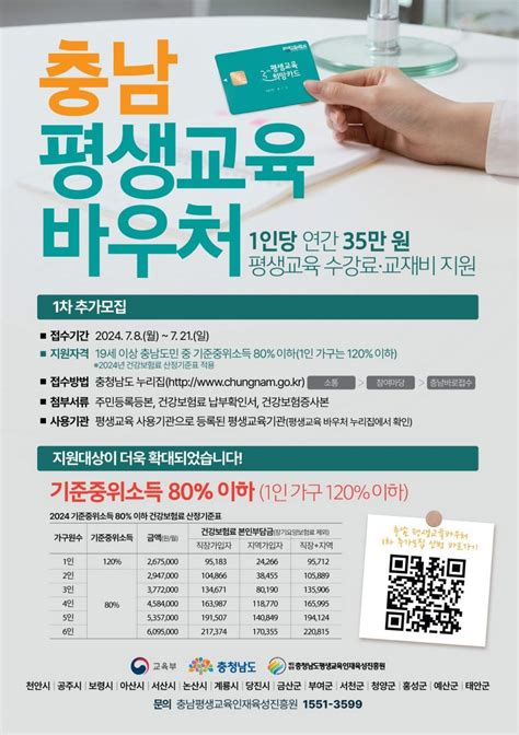 홍성군 8~21일 평생교육 이용권 지원 접수 내포뉴스