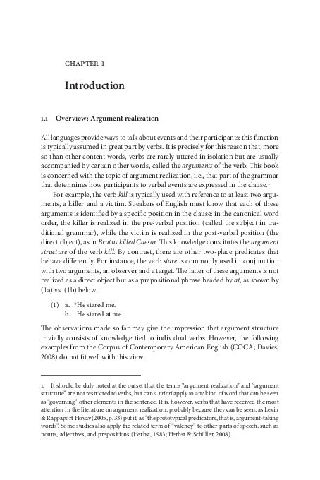 Pdf Argument Structure In Usage Based Construction Grammar
