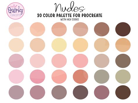 Color Swatch Palette Nudes Natural Neutrals Nude Skin Tones Pastels For Procreate Canva
